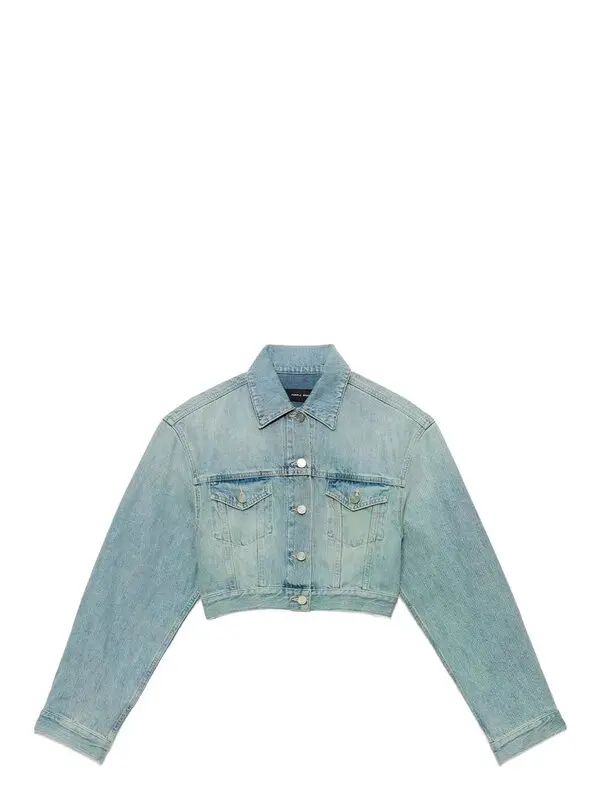 PURPLE BRAND Cropped Denim Jacket - Blue