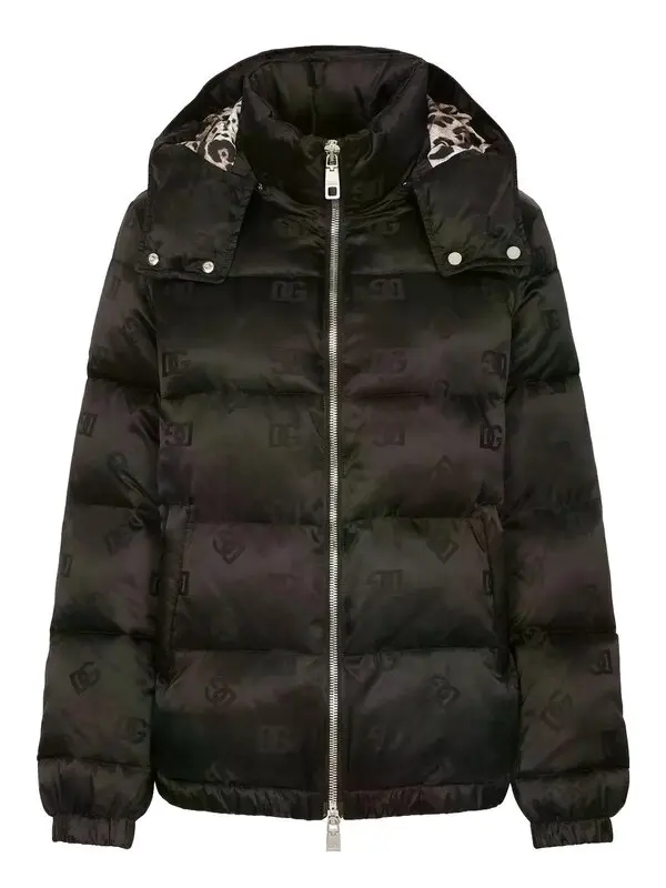 Dolce & Gabbana Dg Logo Jacquard Puffer Jacket - Black