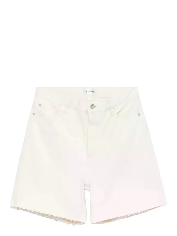 FRAME Light Beige Classic Fit Shorts With Raw-cut Hem - Neutrals