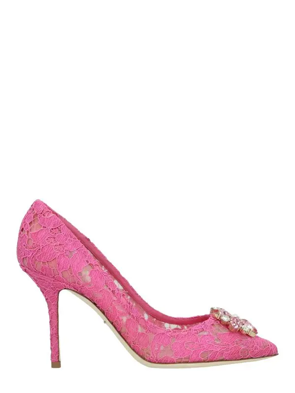 Dolce & Gabbana Taormina Lace Crystal Embellished Pumps - Pink