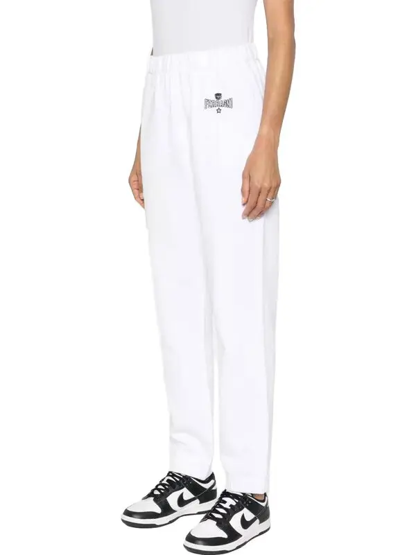 CHIARA FERRAGNI Logo Embroidered Cotton Track Pants - White
