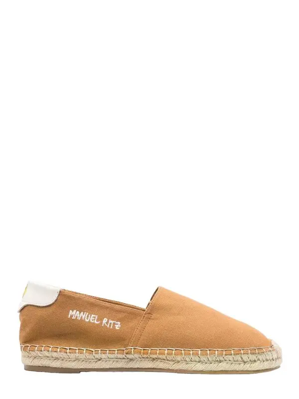 MANUEL RITZ Logo-embroidered Canvas Espadrilles - Brown