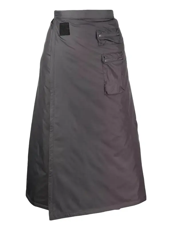 Goen.j Quilted Wrap Midi Skirt - Grey