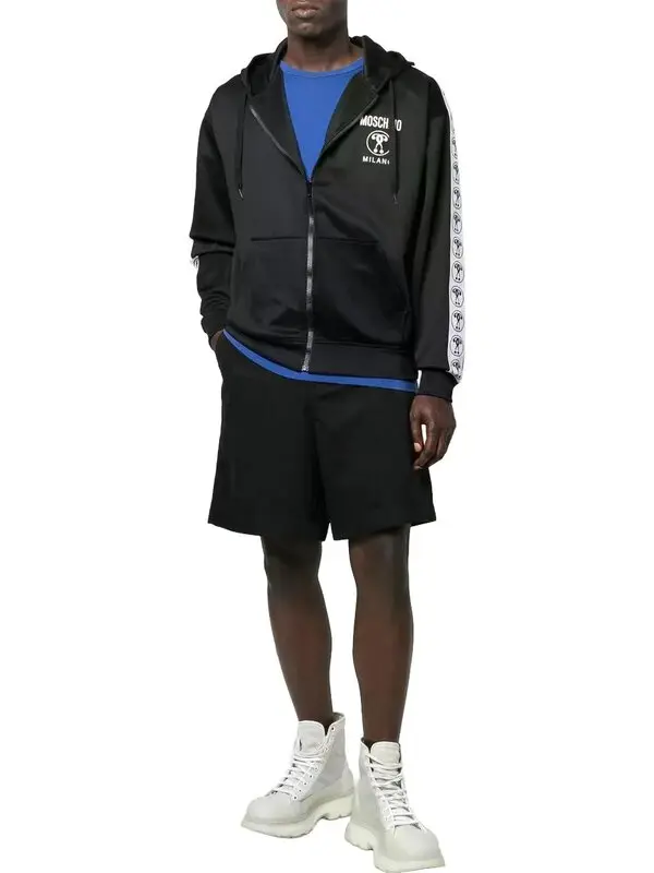 Moschino Tape Zip-up Hoodie - Black