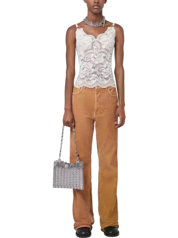 Rabanne Contrast-stitching Straight Leg Trousers - Brown