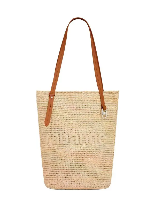 Rabanne Logo-embroidered Raffia Tote Bag - Neutrals