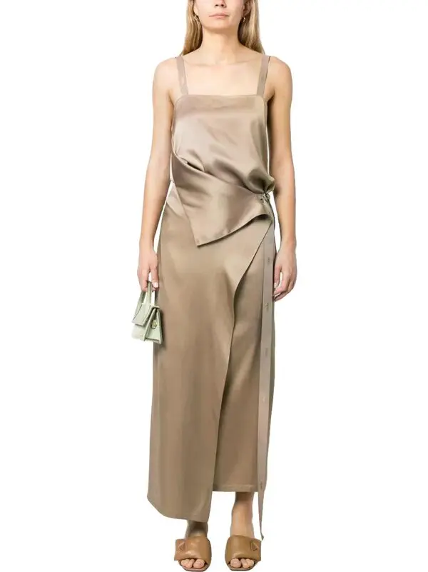 Fendi Silk Satin Maxi Dress - Neutrals