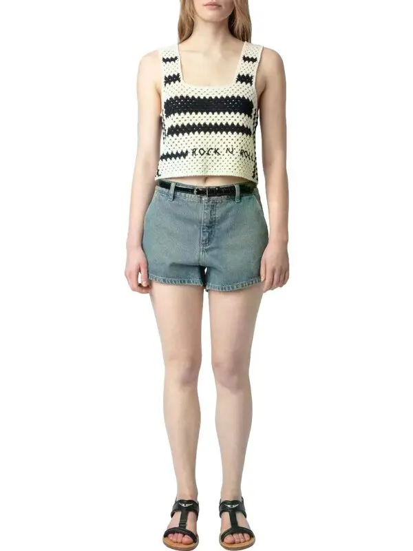 Zadig&Voltaire Cropped Crochet Tank Top - Neutrals