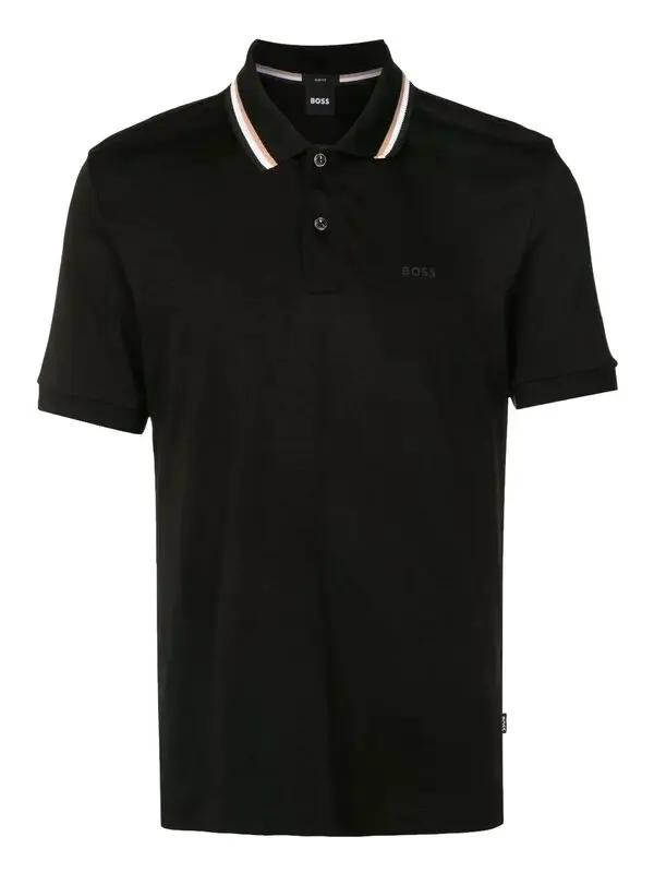 BOSS Logo Embroidered Polo Shirt - Black