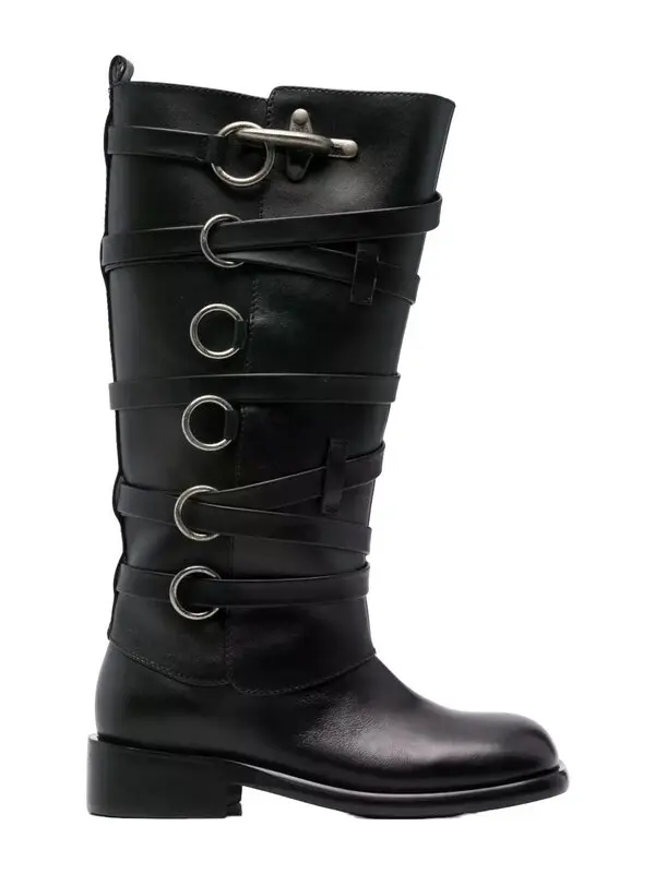 Andersson Bell Calf Leather Knee-high Harness Boots - Black