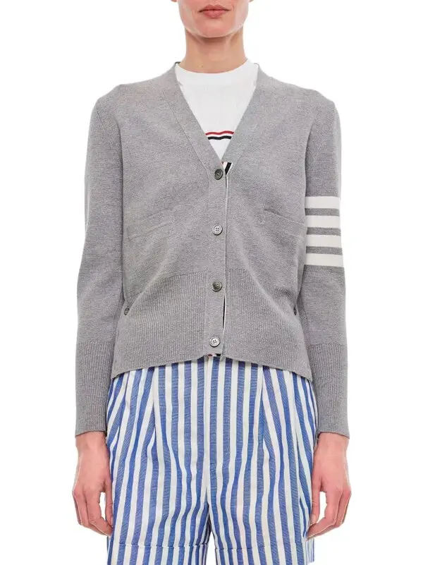 Thom Browne 4-bar Milano Stitch Cardigan - Grey
