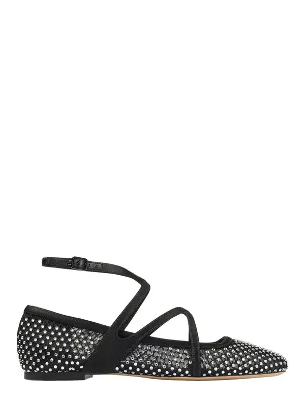 JIMMY CHOO Astoria Ballet Flats With Crystal Embellishments - Black