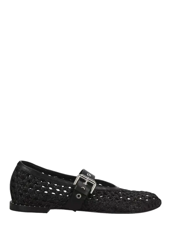 Premiata Interwoven Ballet Flats With Buckle Detail - Black