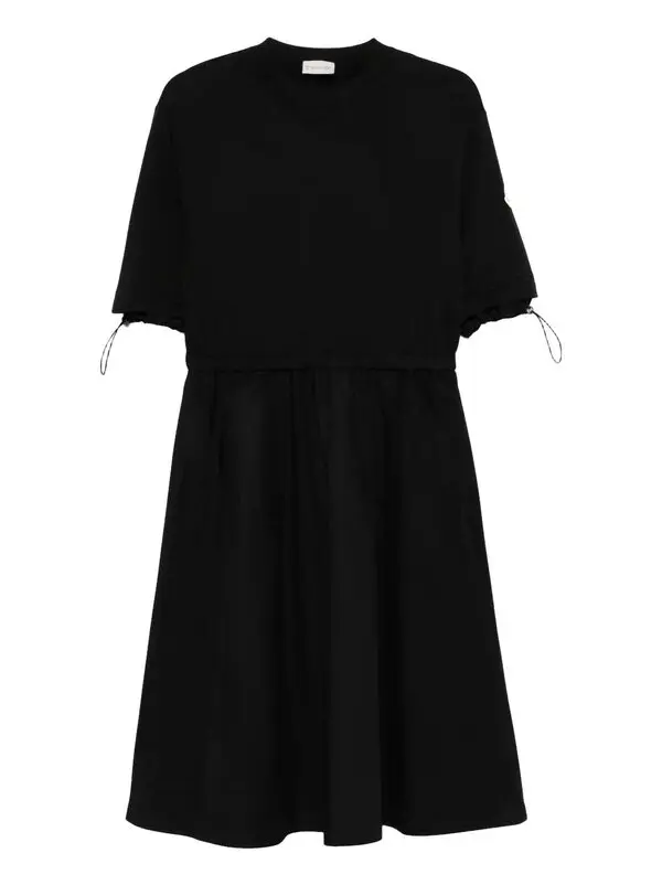 Moncler Contrast-panel Midi Dress - Black