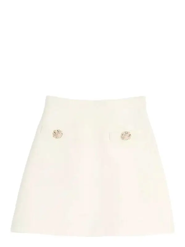 Valentino Garavani Crepe Couture Skirt With Jewel Button Detail - Neutrals