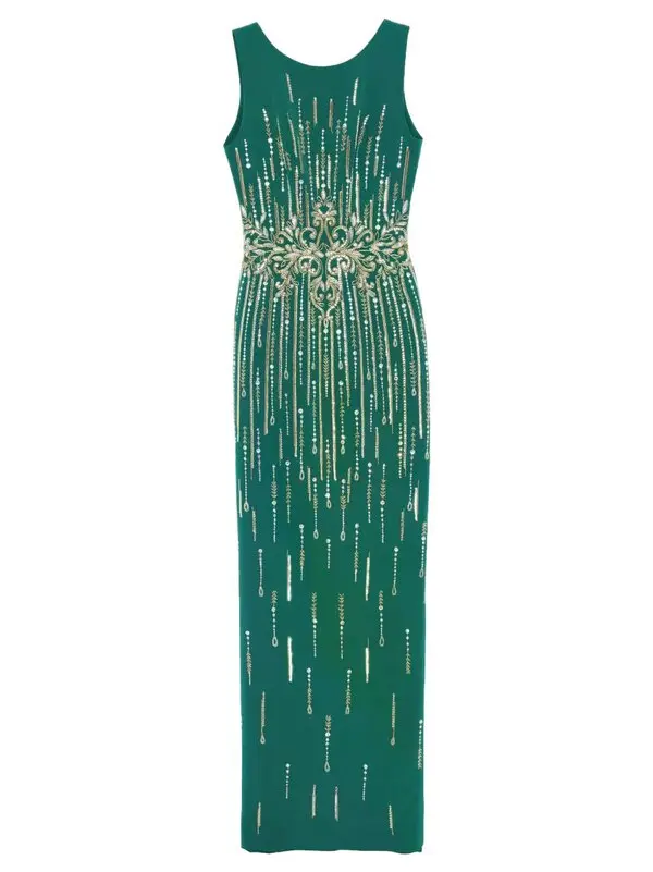 SAIID KOBEISY Beaded Crepe Gown - Green