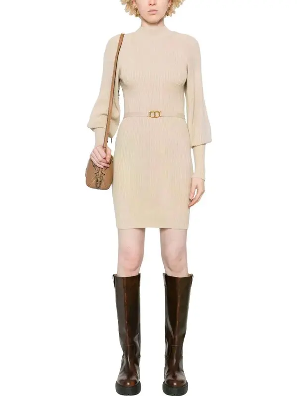 TWINSET Ribbed-knit Midi Dress - Neutrals