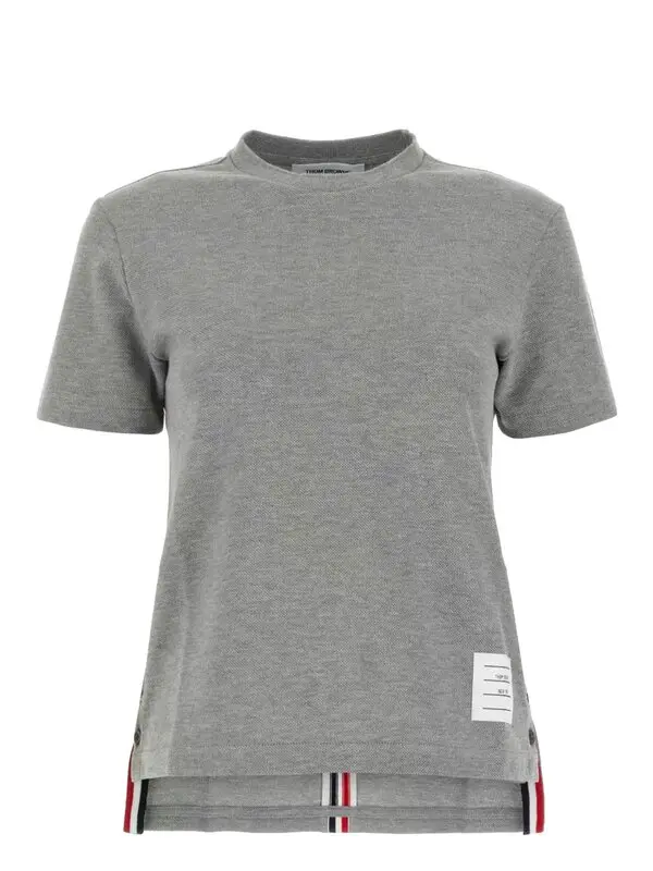 Thom Browne Rwb Stripe Piqué Tee - Grey