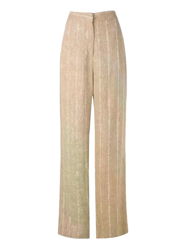 Voz High Rise Wide Leg Striped Trousers - Brown
