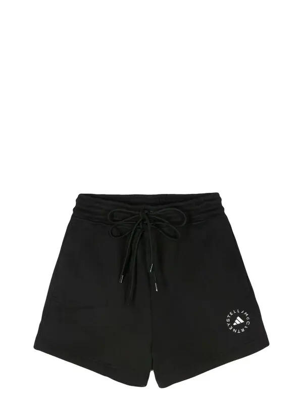 Adidas By Stella McCartney Logo-print Organic Cotton Track Shorts - Black