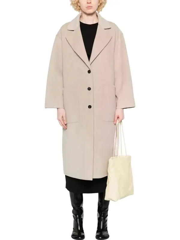 BLANCA VITA Felted Finish Coat With Notched Lapels - Neutrals