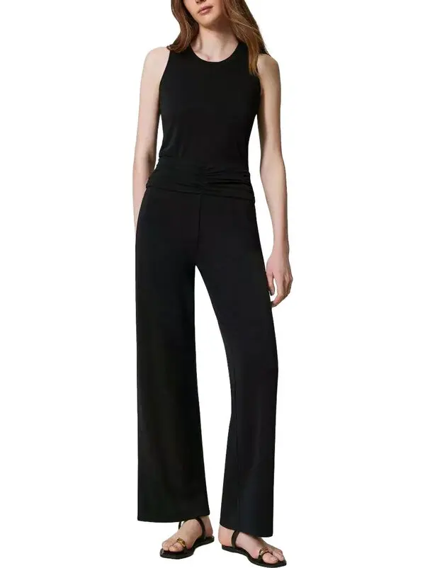 TWINSET Draped Flared Trousers - Black