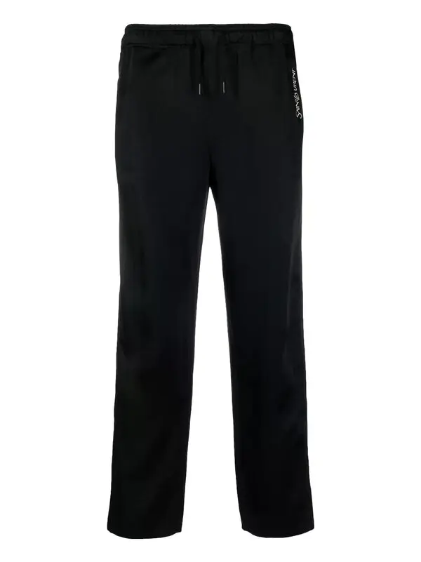 Saint Laurent Embroidered-logo Striped Track Pants - Black