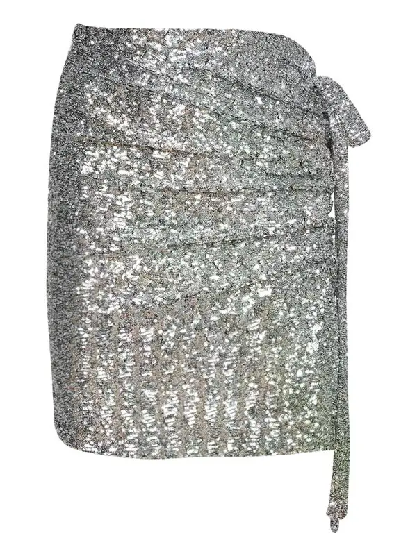 Rabanne Sequinned Miniskirt With Draped Detailing - Silver
