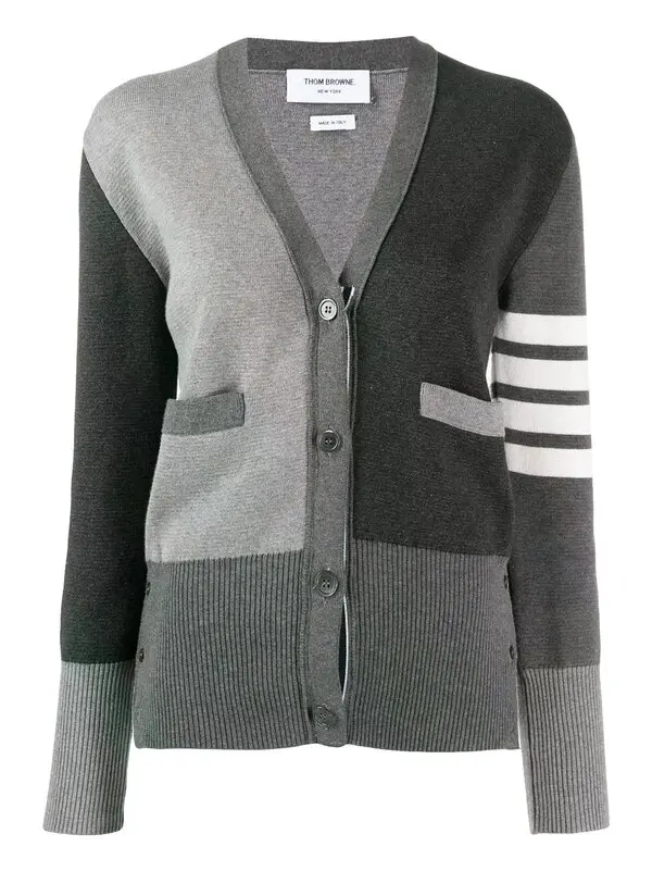 Thom Browne Four-bar V-neck Cardigan - Grey