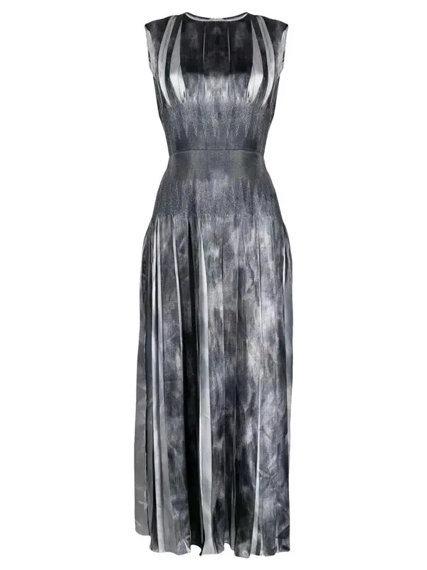 Costarellos Box-pleated Sleeveless Maxi Dress - Silver