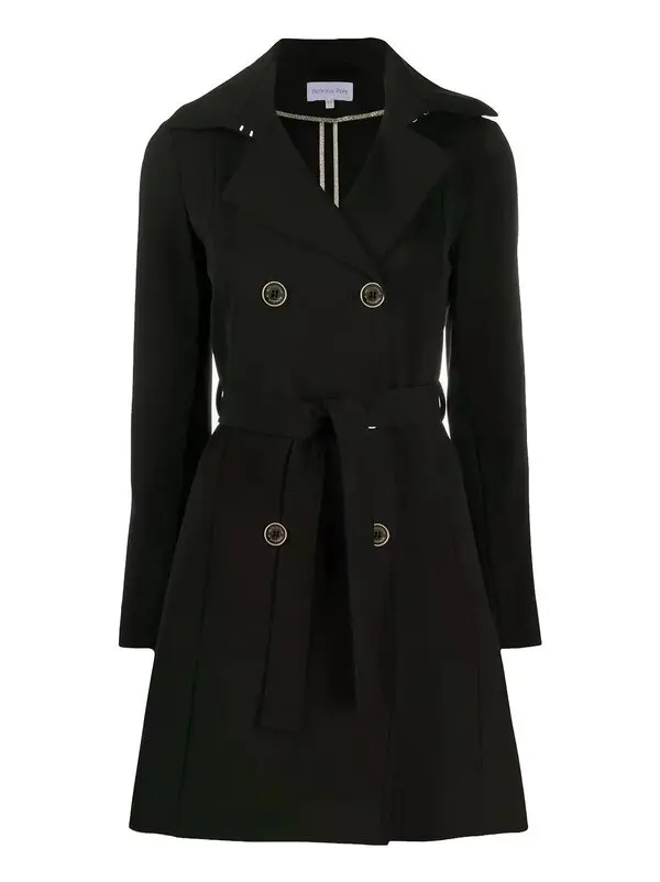 Patrizia Pepe Double Breasted Trench Coat - Black