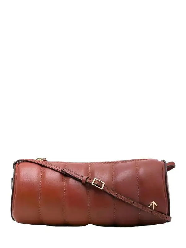 Manu Atelier Padded Cylinder Ribbed Shoulder Bag - Red