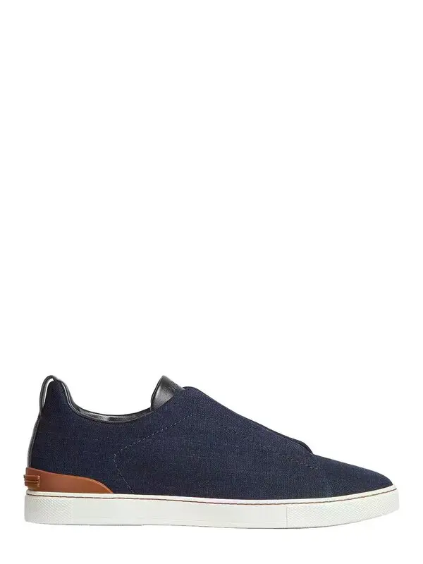Zegna Triple Stitch Denim Sneakers - Blue