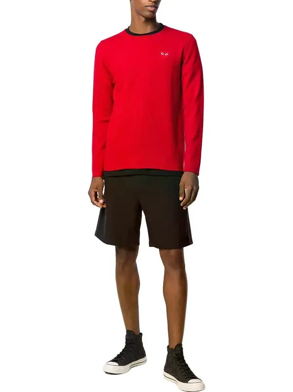 Play Comme Des Garcon Appliqué Heart Crew Neck Sweater - Red