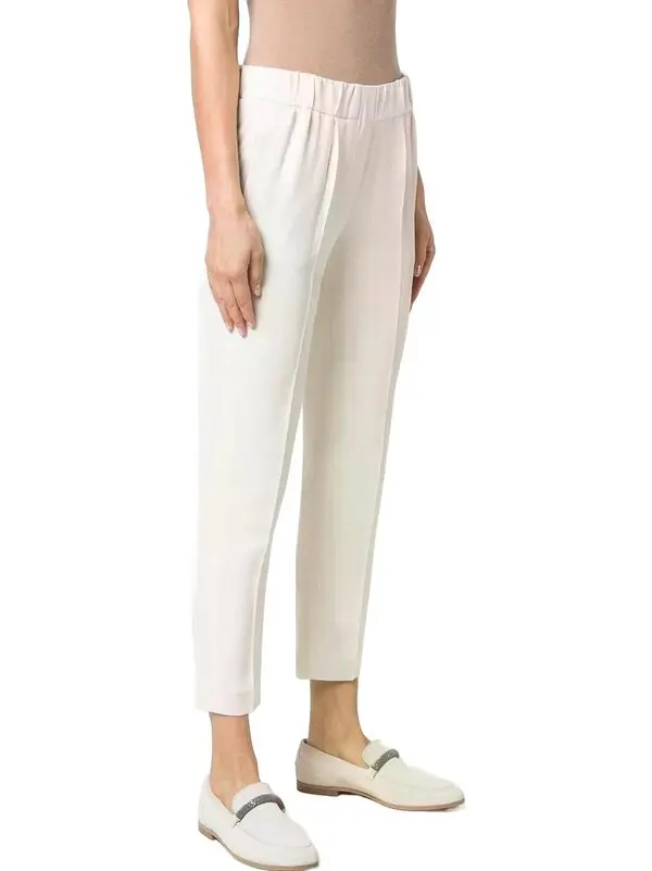 Brunello Cucinelli Cropped Slim-fit Silk Blend Trousers - Neutrals