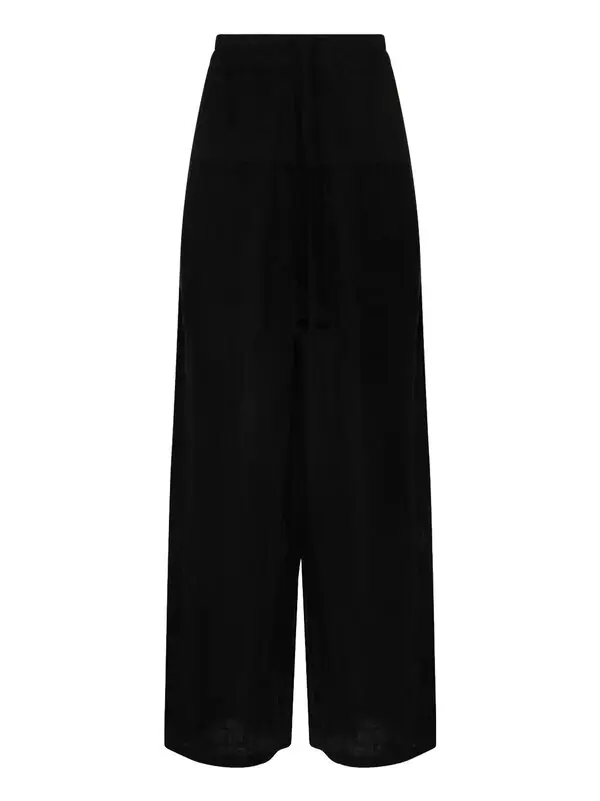 THOM KROM Chambray Linen Wide-leg Trousers - Black