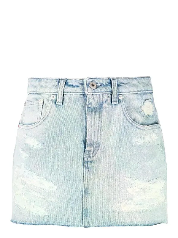 Heron Preston Distressed Denim Skirt - Blue