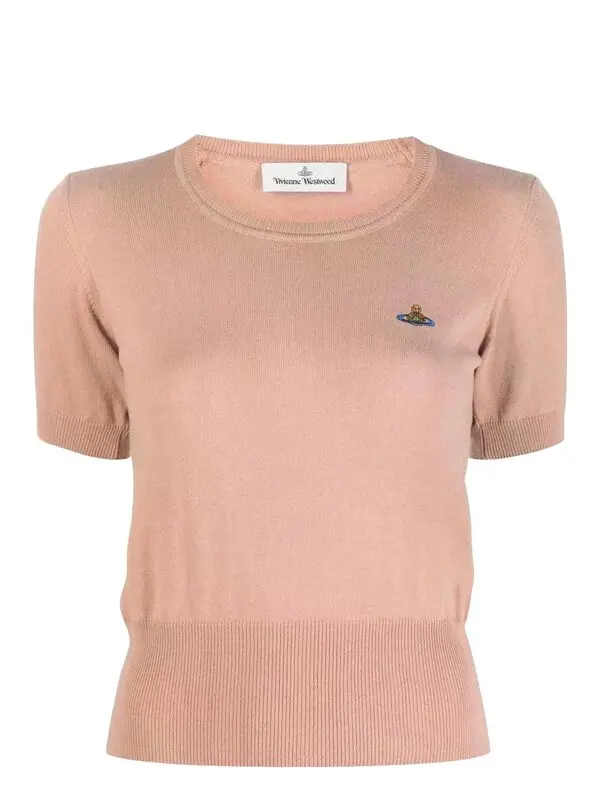 VIVIENNE WESTWOOD Orb Embroidered Knitted Top - Neutrals