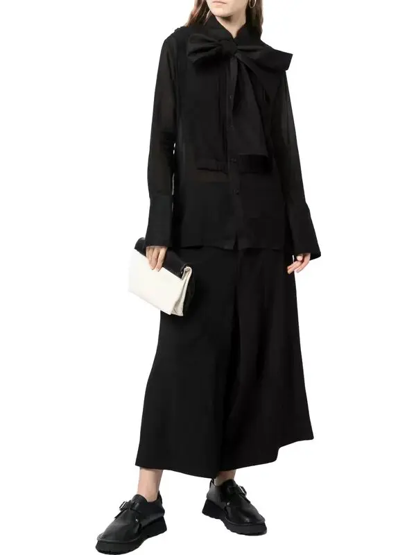 Yohji Yamamoto Pussy-bow Collar Pleated Blouse - Black