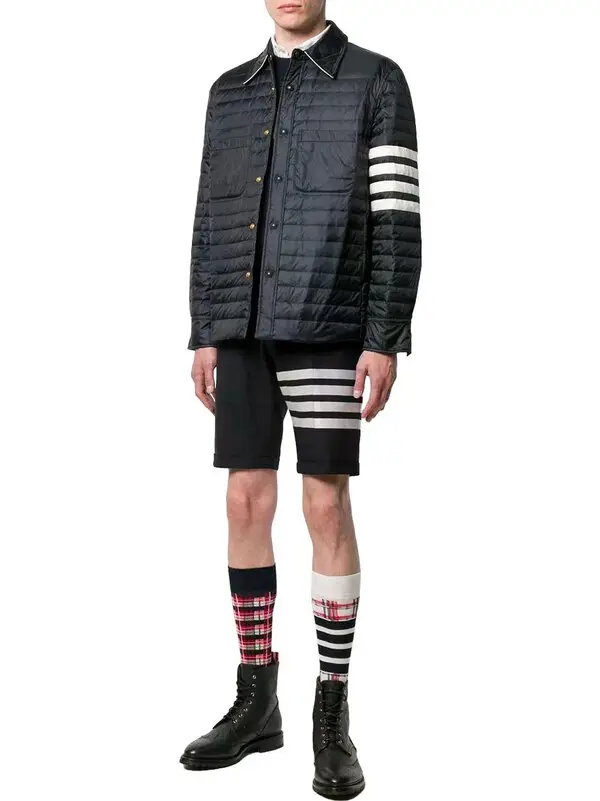 Thom Browne 4-bar Striped Wool Suiting Shorts - Blue