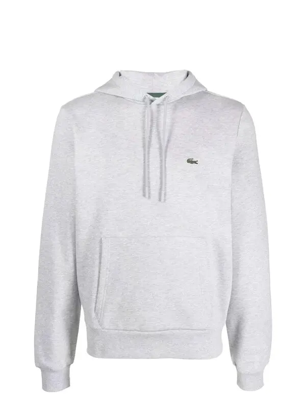 Lacoste Logo Patch Fleece Hoodie - Grey