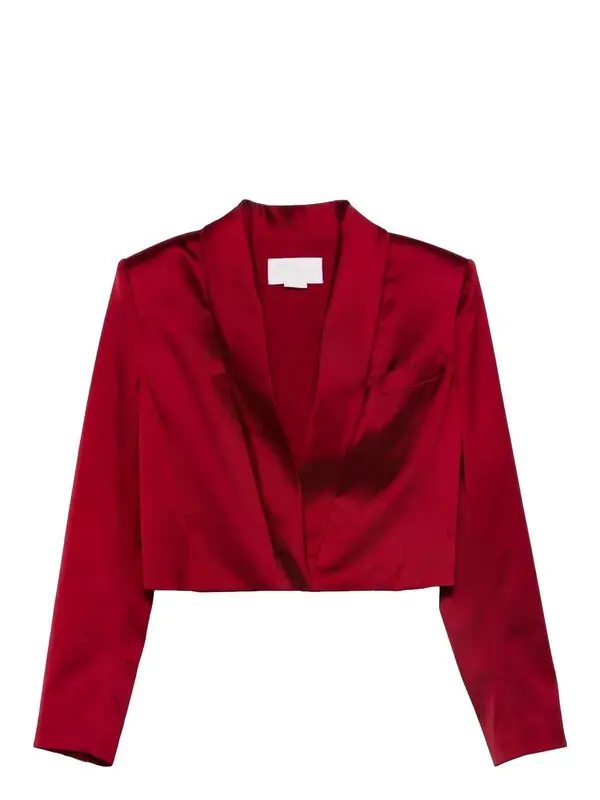 GENNY Cropped Satin Blazer - Red