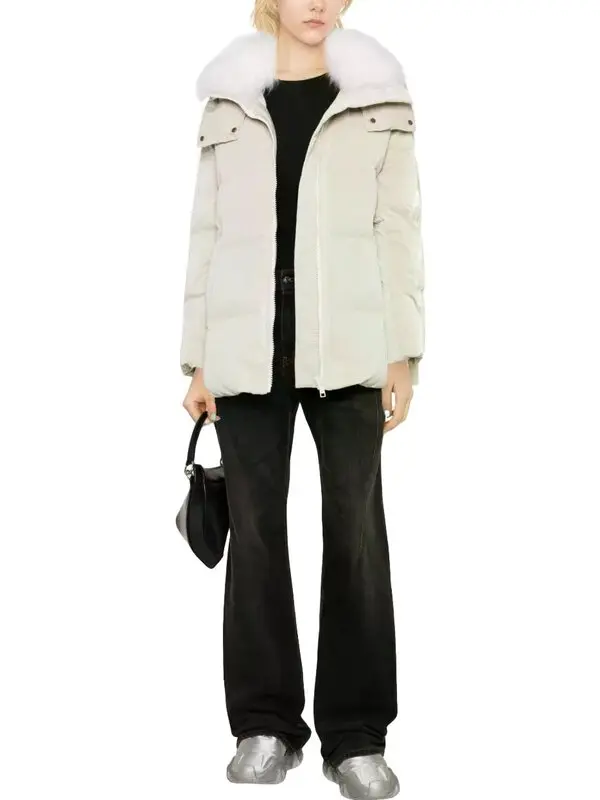 YVES SALOMON Hooded Zip-up Quilted Down Coat - Neutrals