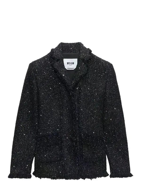 MSGM Single-breasted Bouclé Blazer - Black