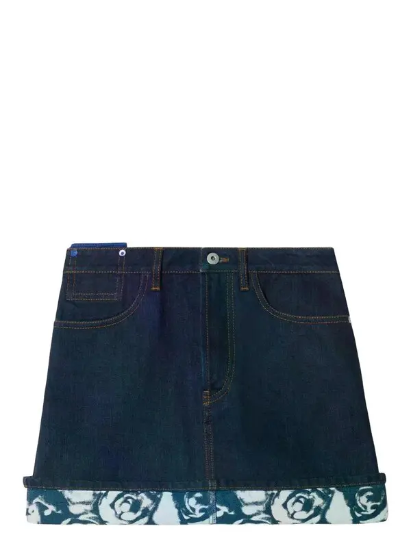 Burberry Japanese Denim Mini Skirt With Rose Print - Blue