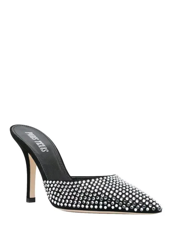 Paris Texas 100mm Hollywood Embellished Leather Mules - Black