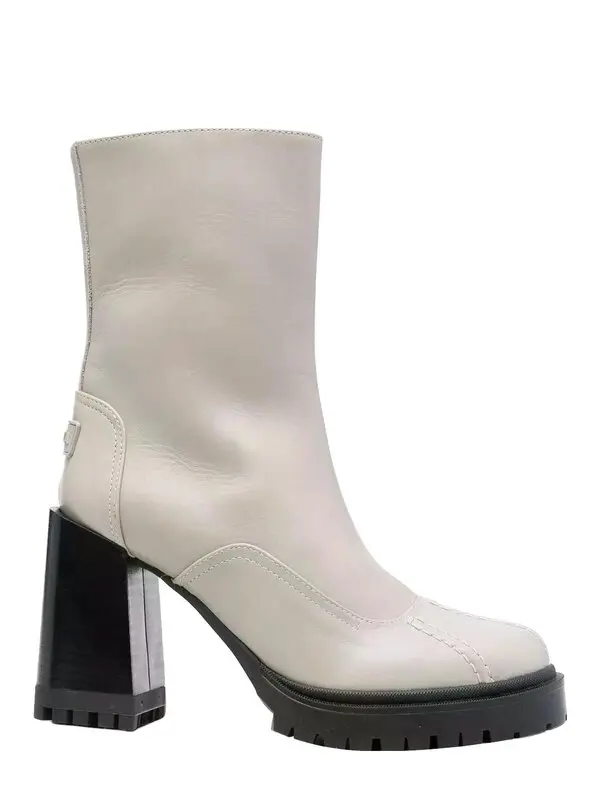 Furla Leather Ankle Boots With Block Heel - Grey