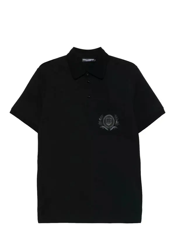 Dolce & Gabbana Logo-embroidered Polo Shirt - Black