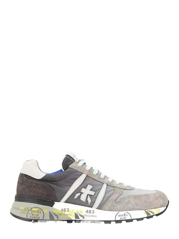 Premiata Lander Lace-up Suede And Nylon Sneakers - Grey