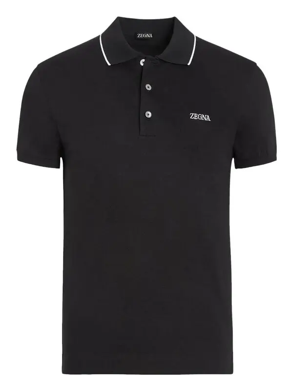Zegna Cotton Polo Shirt - Black